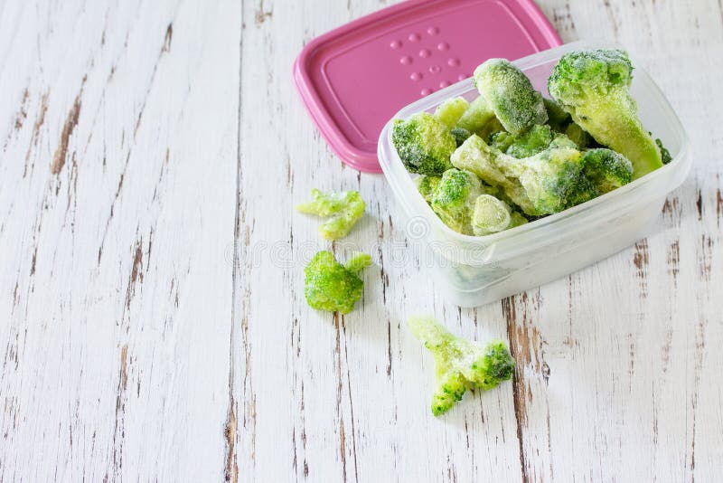 Healthy Food is Frozen. Containers with Frozen Broccoli Stock Photo ...
