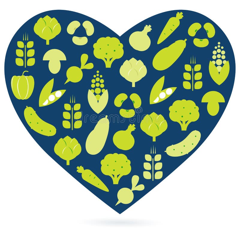 Healthy Life - Heart Shape with Vegetables Stock Vector - Illustration ...