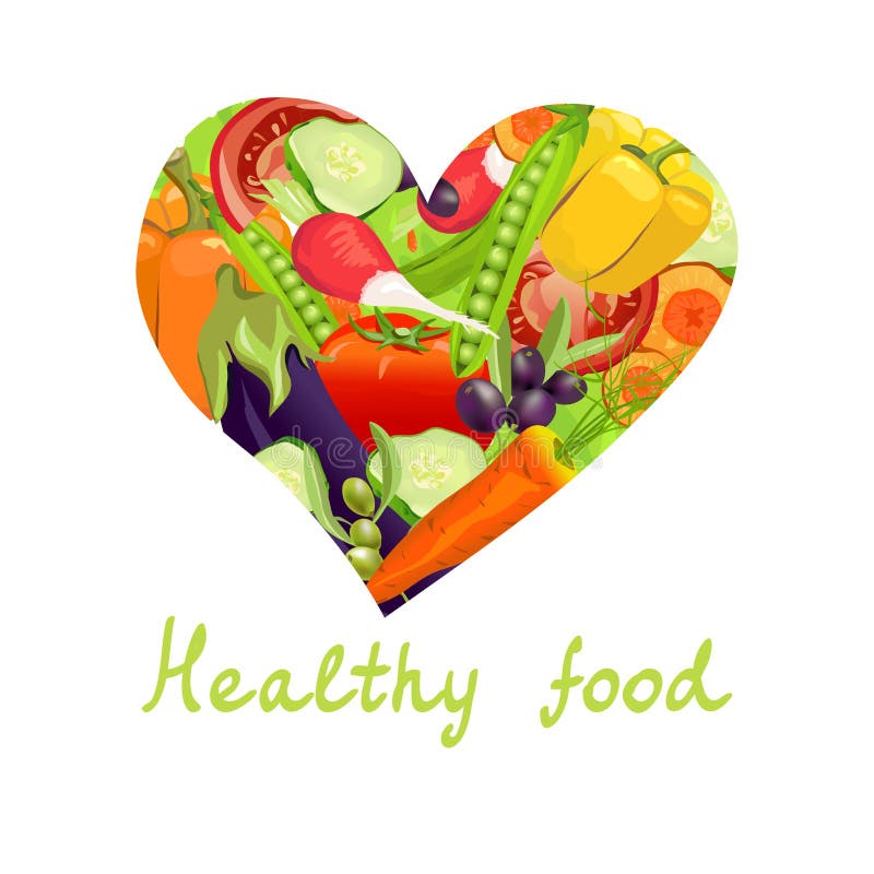 Healthy Food. Heart of Vegetables Stock Vector - Illustration of design ...