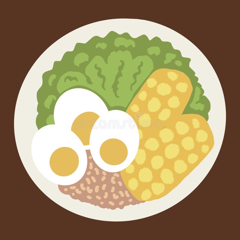 Healthy Food Illustration Corner on the Plate Stock Illustration ...