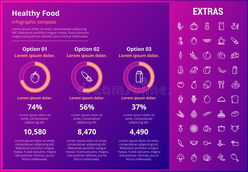 Healthy Food Infographic Template, Elements, Icons Stock Vector ...