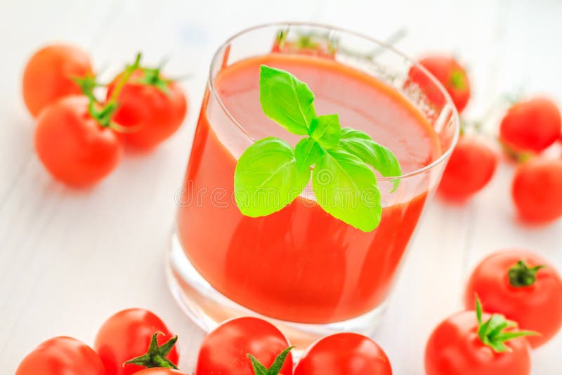 Healthy Food Juice Red Cherry Tomatoes Stock Photo - Image of table ...