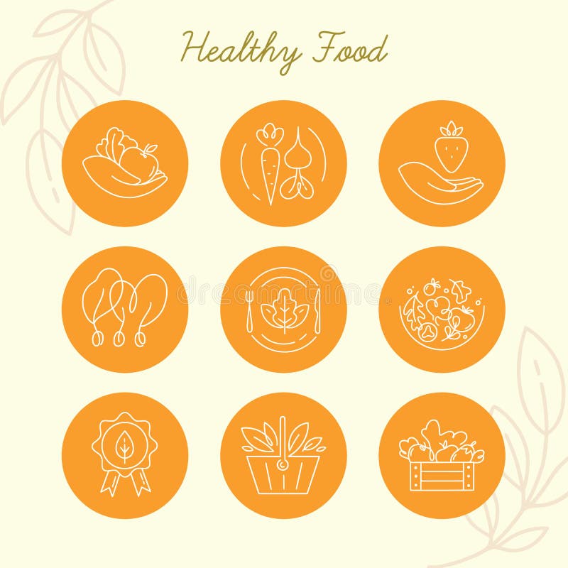 Healthy food line icons. stock vector. Illustration of vegetable ...