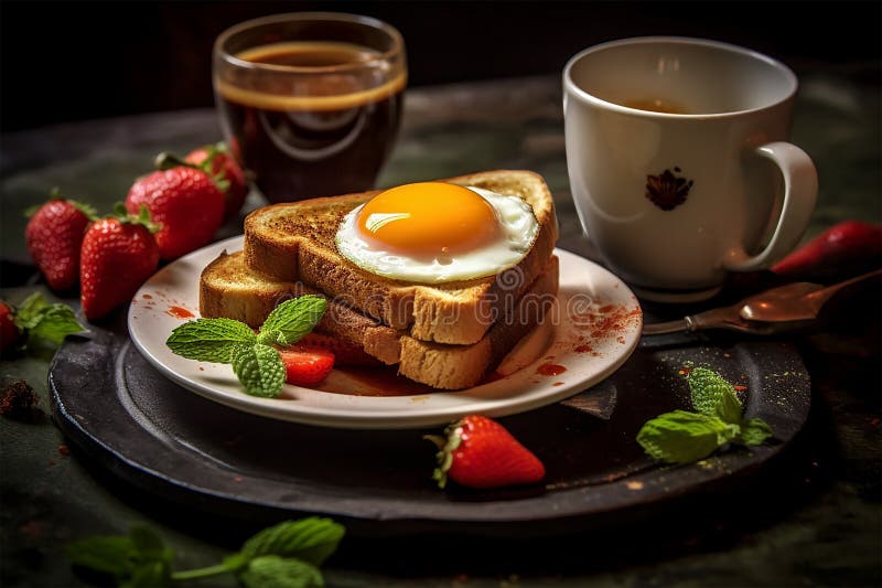 Healthy Food Menu for Breakfast with Toast and a Cup of Coffee Served ...