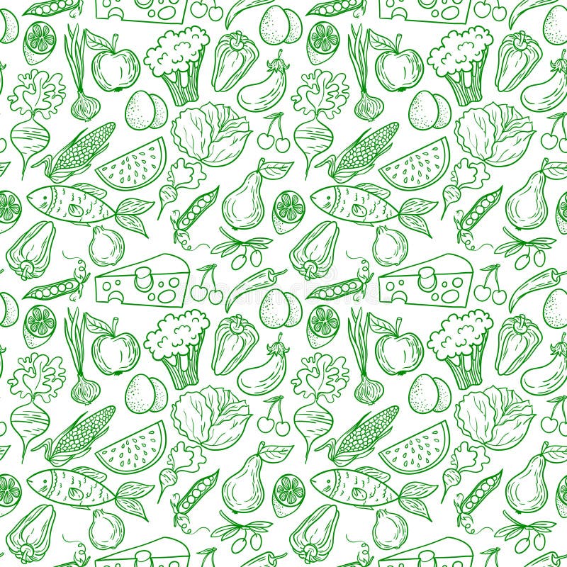 Healthy food pattern stock vector. Illustration of kitchen - 50457325