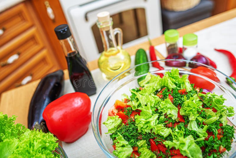 Healthy Food Products on the Table in the Kitchen. Stock Image - Image ...
