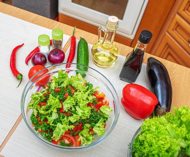 Healthy Food Products on the Table in the Kitchen. Stock Photo - Image ...