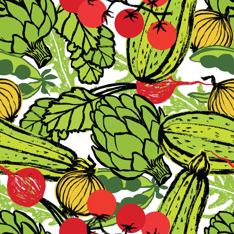 Seamless Healthy Food Pattern. Stock Vector - Illustration of berries ...