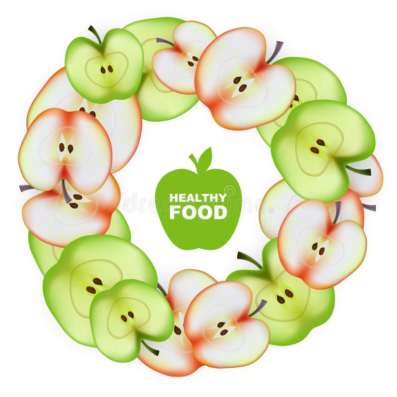 Healthy Food. Slice of Apple. Round Frame Stock Vector - Illustration ...