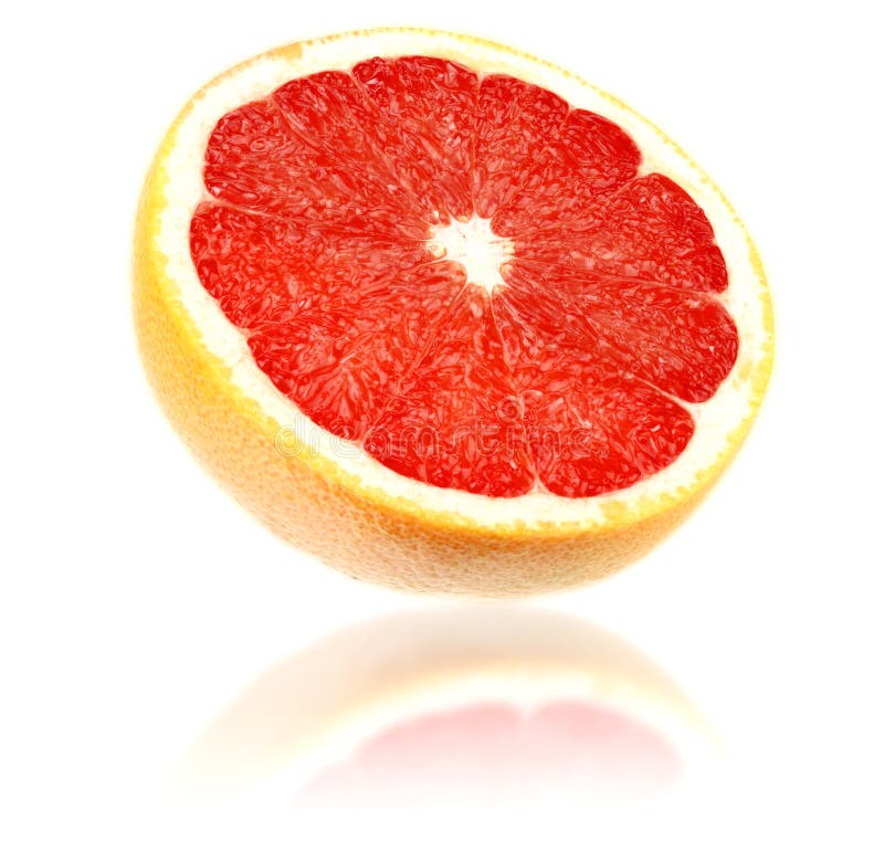 Sliced Grapefruit Isolated on White Background. Top View Stock Photo ...