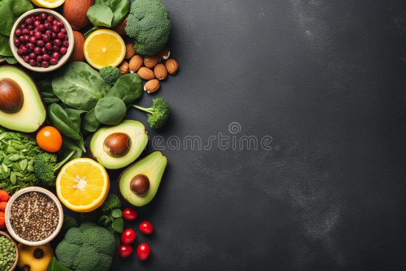 Healthy Food Vegetables and Fruit on Gray Background. Generative Ai ...