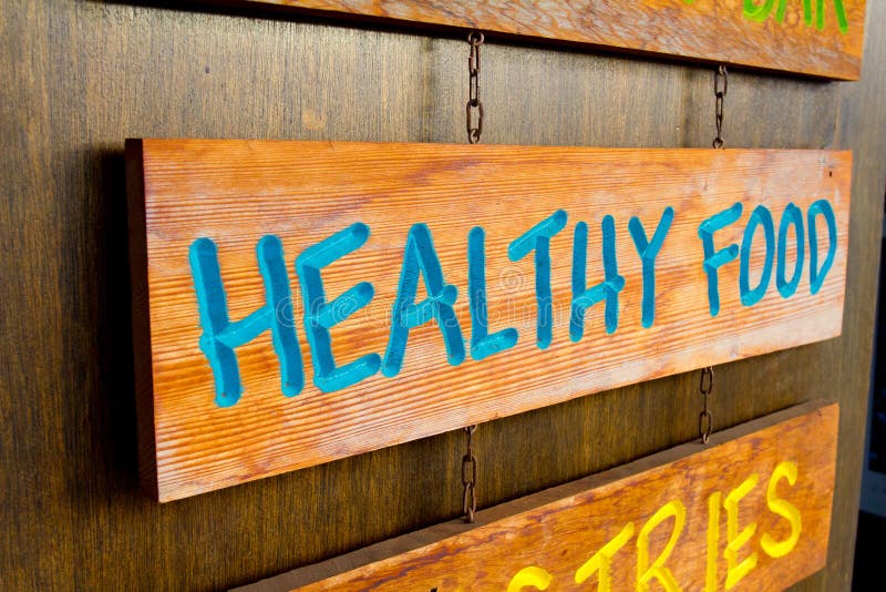 Healthy Food Wood Sign stock photo. Image of hawaii, signs - 29584466