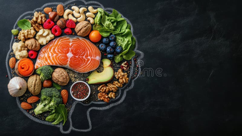 Healthy Foods Arranged in a Brain Shape for Nutrition Awareness Stock ...