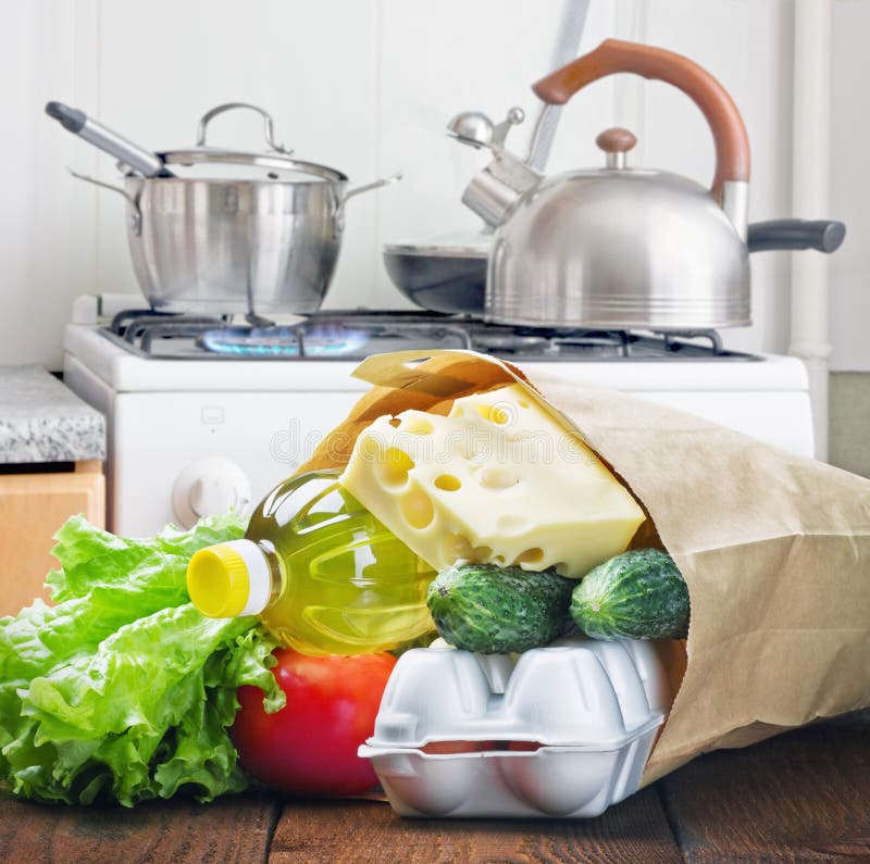 Healthy Foods Are On The Table In The Kitchen Stock Image - Image of ...