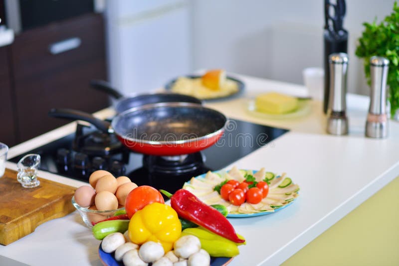 Healthy Foods are on the Table in the Kitchen Stock Photo - Image of ...