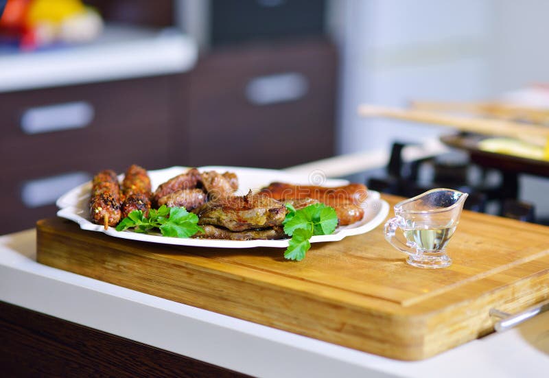 Healthy Foods are on the Table in the Kitchen Stock Image - Image of ...