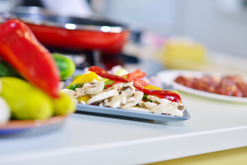 Healthy Foods are on the Table in the Kitchen Stock Image - Image of ...