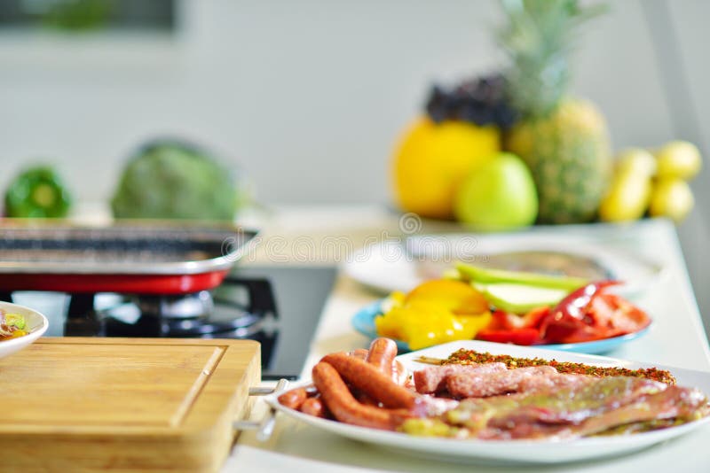 Healthy Foods are on the Table in the Kitchen Stock Photo - Image of ...