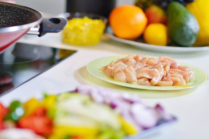 Healthy Foods are on the Table in the Kitchen Stock Image - Image of ...