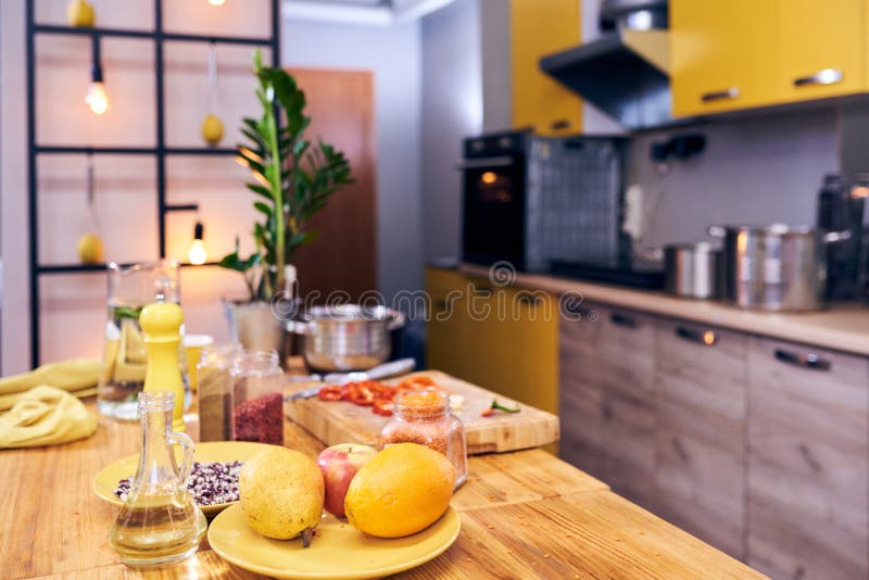 Healthy Foods are on the Table in the Kitchen Stock Photo - Image of ...