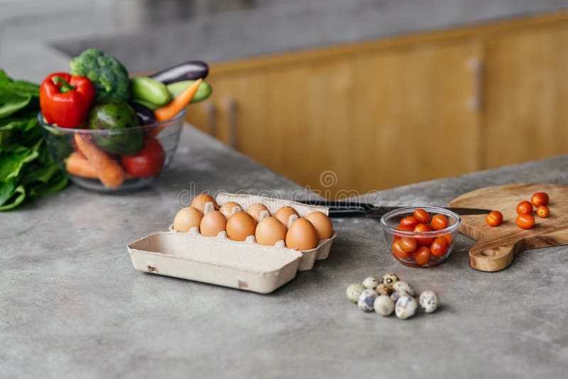 Healthy Foods are on the Table in the Kitchen Stock Photo - Image of ...