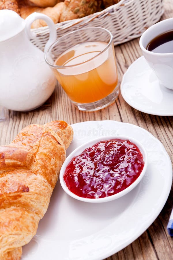 Healthy French Breakfast Coffee Croissant Stock Image - Image of baked ...