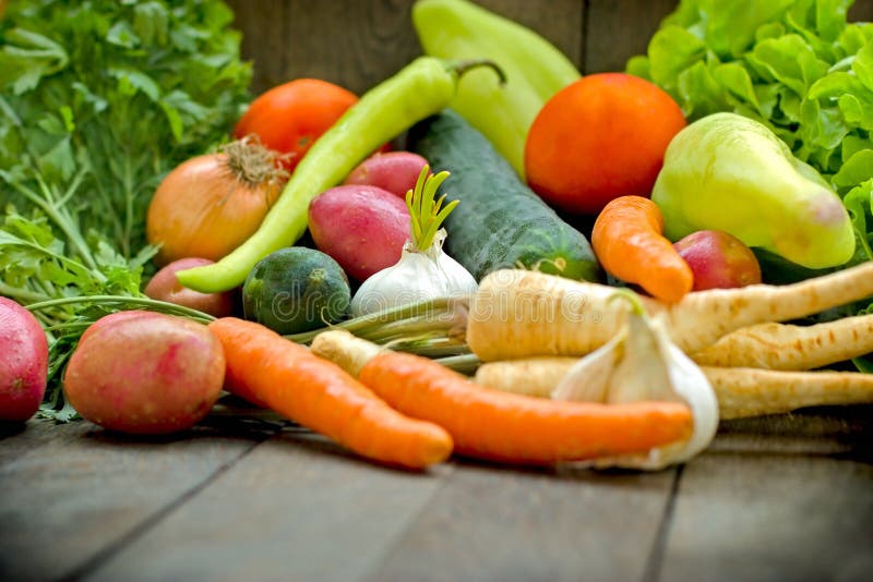 Healthy Fresh Food, Organic Vegetable on Rustic Table Stock Photo ...