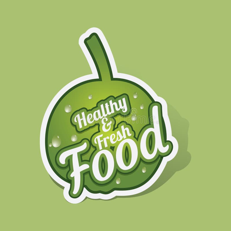 Healthy and Fresh Food Sticker. Vector Illustration Decorative Design ...
