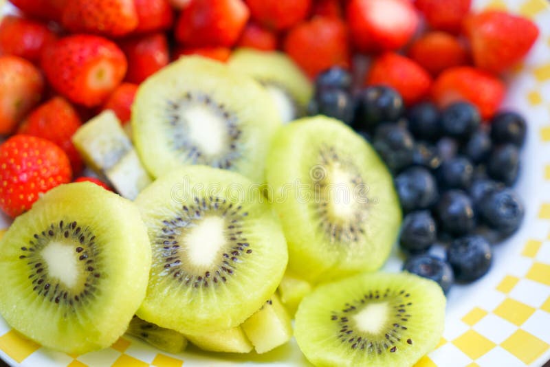 Healthy Fresh Fruit Strawberry, Raspberry, Blueberry, Kiwi Stock Image ...