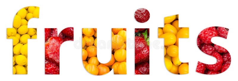 Healthy Fresh Fruits Word Text Stock Illustration - Illustration of ...