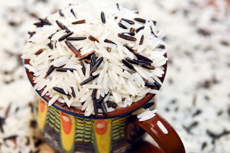Healthy and Fresh Raw Rice in a Ceramic Cup. Stock Photo - Image of ...
