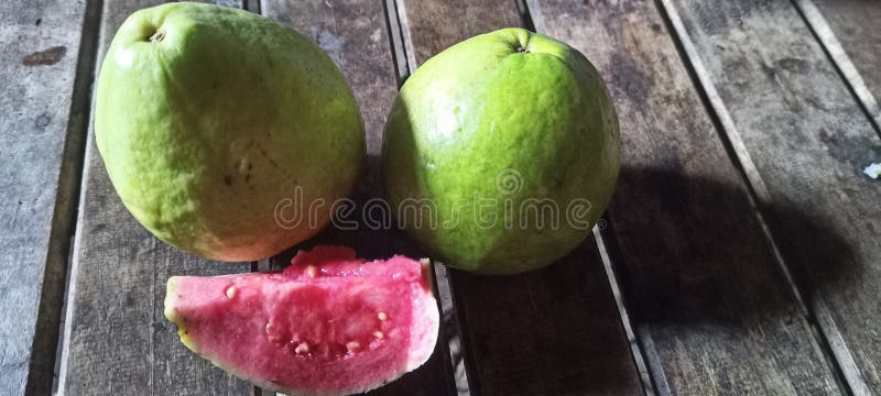 Healthy Fresh Red Guava on the Table Stock Photo - Image of table ...