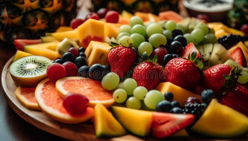 Healthy Fruit Salad Buffet with Multi Colored Organic Berries and ...