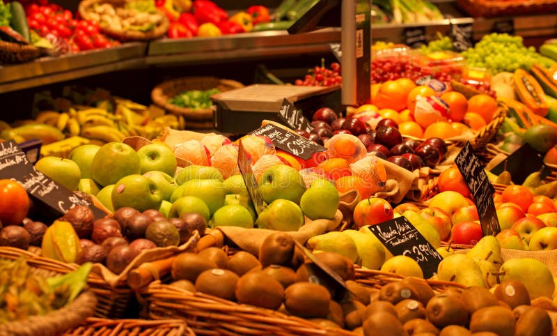 Healthy fruit stand stock image. Image of assorted, healthy - 7595199