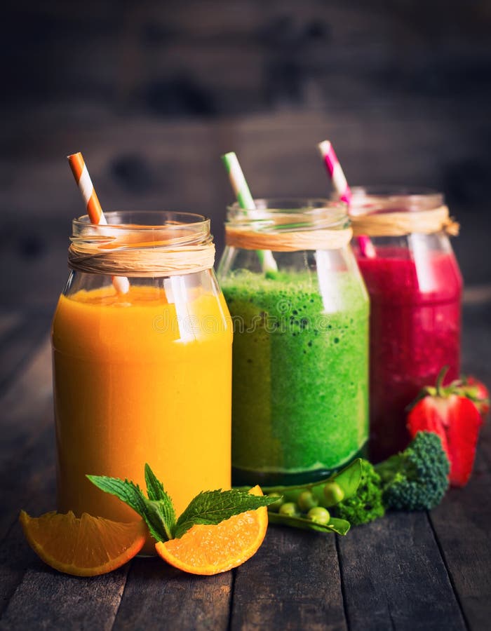 Healthy Fruit and Vegetable Smoothies Stock Image - Image of smoothie ...