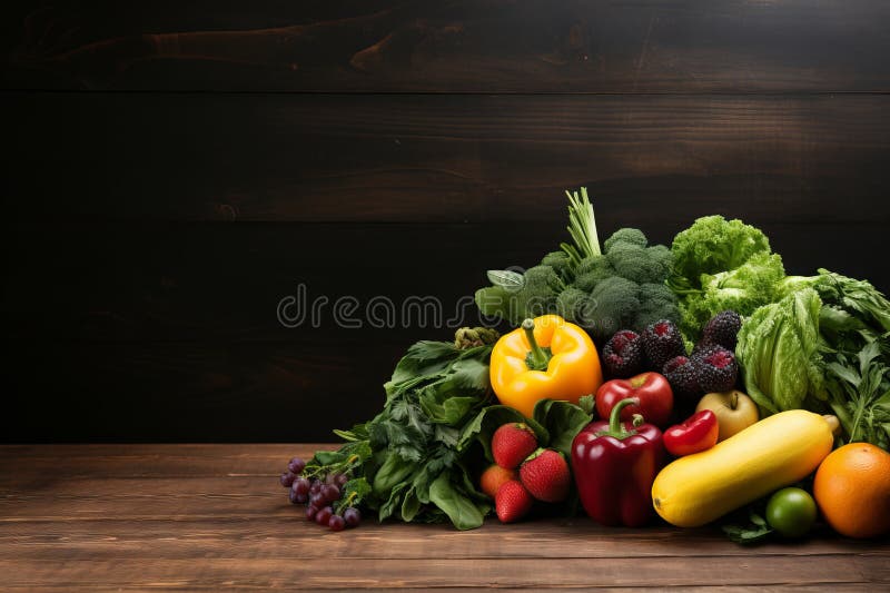 Healthy Fruits and Vegetables Organized on Table. Generative AI Stock ...