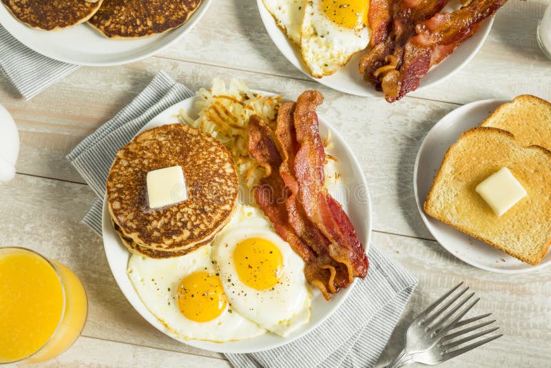 Healthy Full American Breakfast Stock Photo - Image of pancakes, food ...