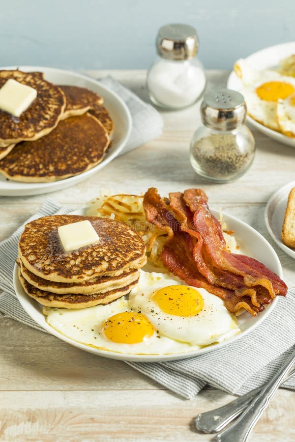 Healthy Full American Breakfast Stock Photo - Image of brunch, pancakes ...