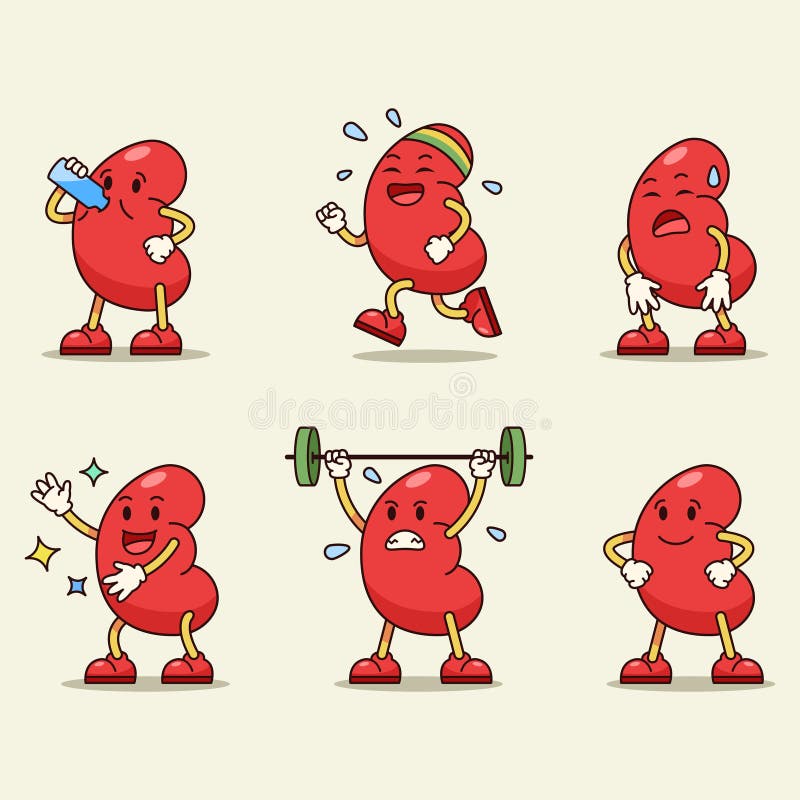 Healthy and Fun Kidney Character Stock Vector - Illustration of sport ...