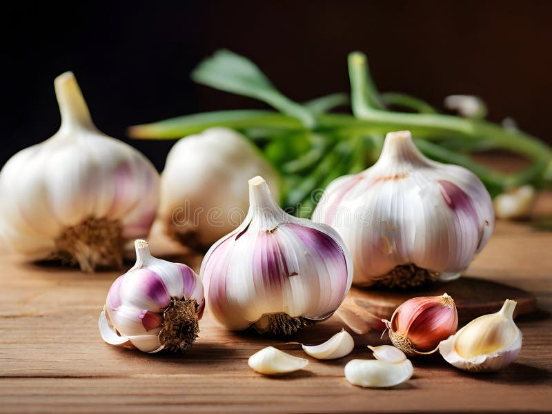 Healthy Garlic on the Table Stock Illustration - Illustration of garlic ...