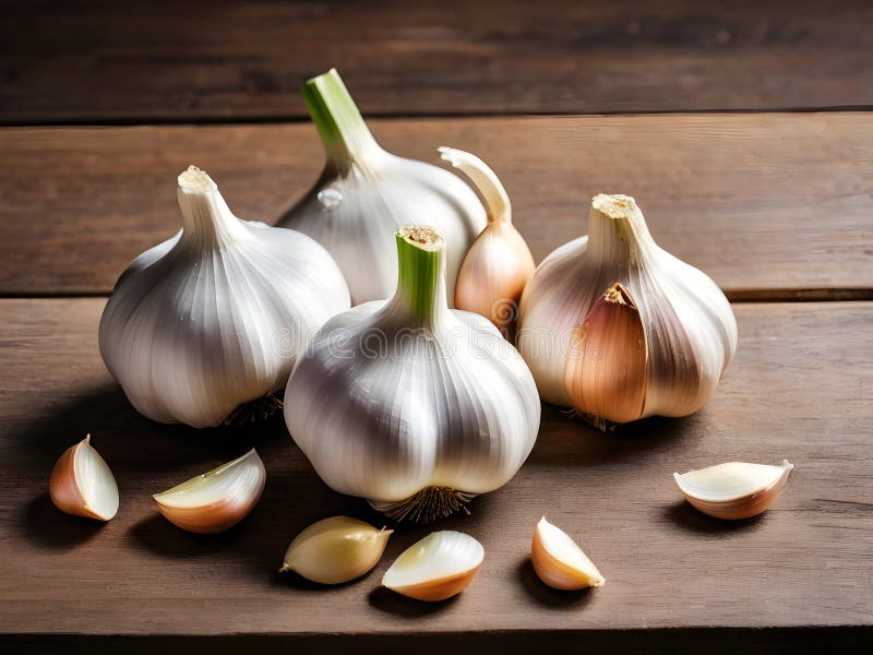 Healthy Garlic on the Table Stock Illustration - Illustration of ...