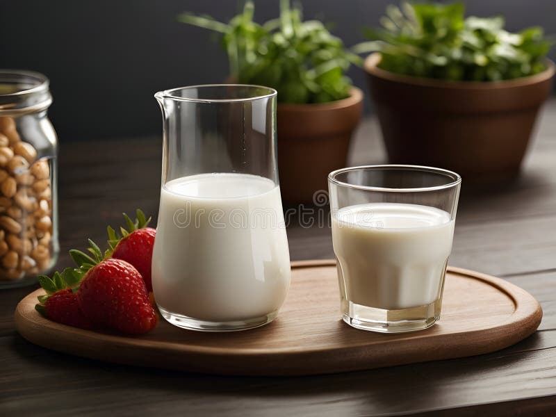 Healthy Glass of Milk on the Table Stock Illustration - Illustration of ...