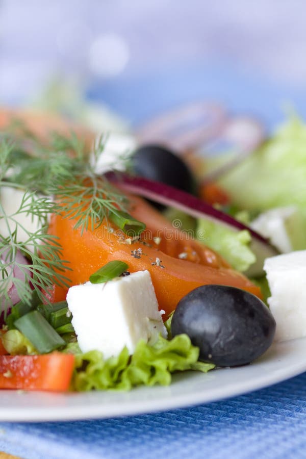 Healthy greek salad stock photo. Image of fork, meal - 18507756