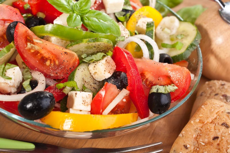 Healthy Greek Salad stock image. Image of fresh, fork - 38313467