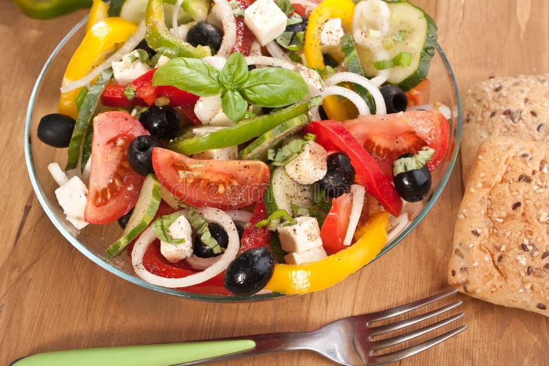 Healthy Greek Salad Bowl stock image. Image of lettuce - 38313321