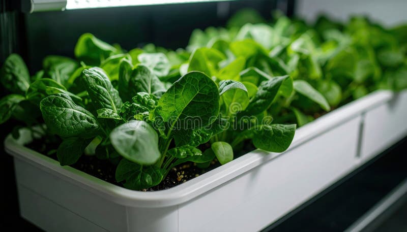 Healthy Green Leafy Vegetables Growing Indoors Modern Planter Box Stock ...