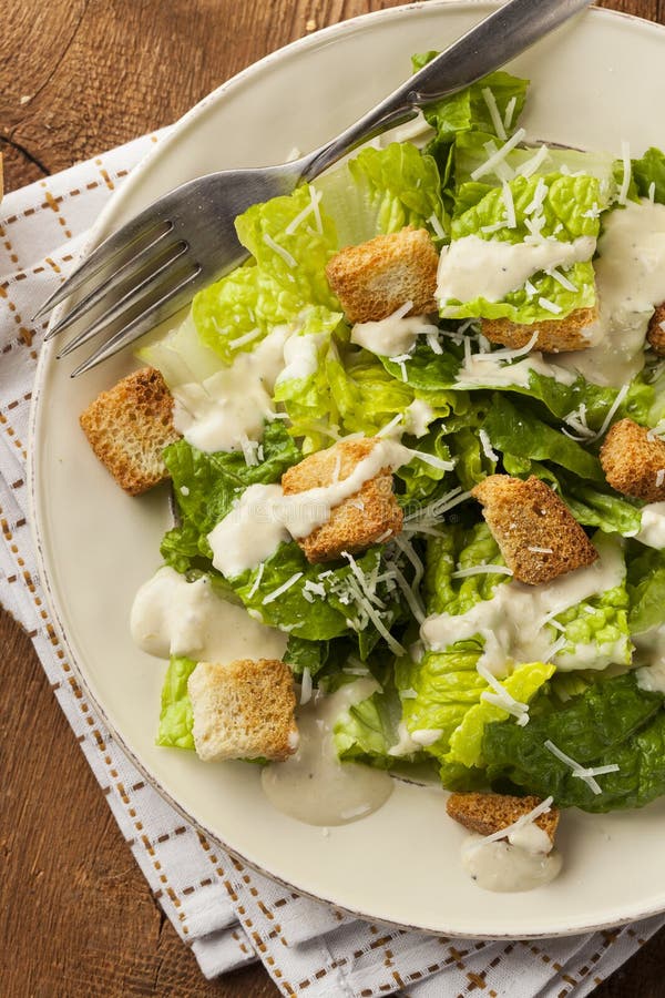 Healthy Green Organic Caesar Salad Stock Image - Image of appetizer ...