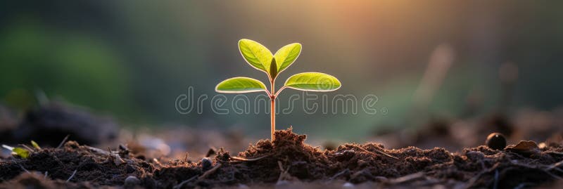 Healthy Green Seedling Sprouting from Nutrient-rich Soil with Space for ...