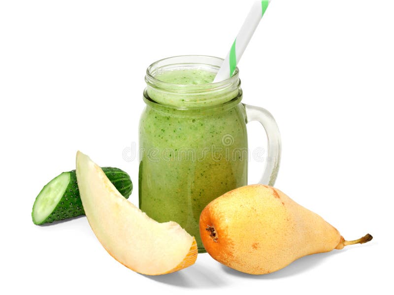Healthy Green Smoothie with Straw Stock Image - Image of fruit ...