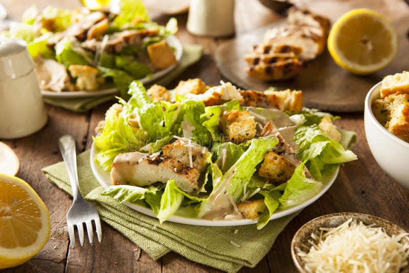 Chicken Caesar salad stock image. Image of color, closeup - 16840857